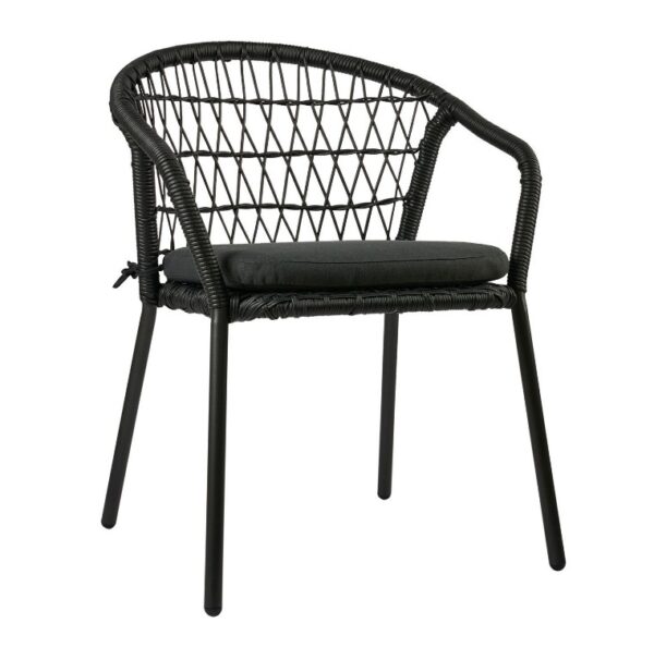 ΜΕΤΑΛΛΙΚΗ ΠΟΛΥΘΡΟΝΑ ΠΛΕΧΤΗ WICKER RATTAN ΜΑΥΡΟ